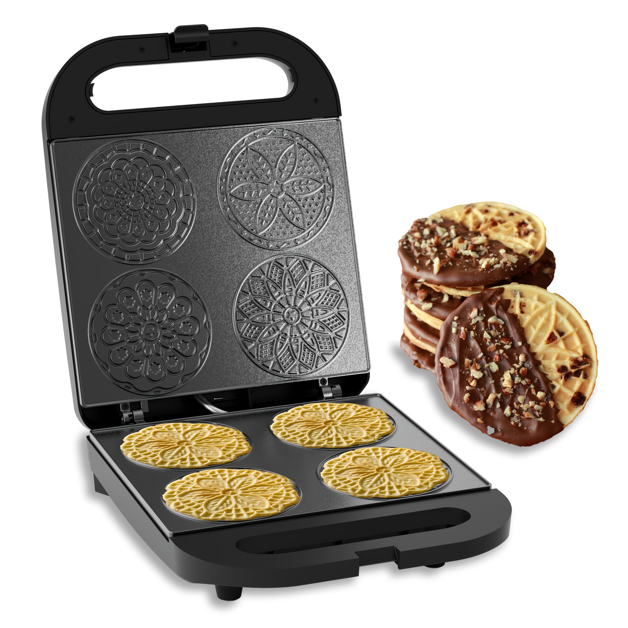 Pizzelle Maker Machine, 4 * 4" Mini Non-stick Electric Pizzelle Cookie ...