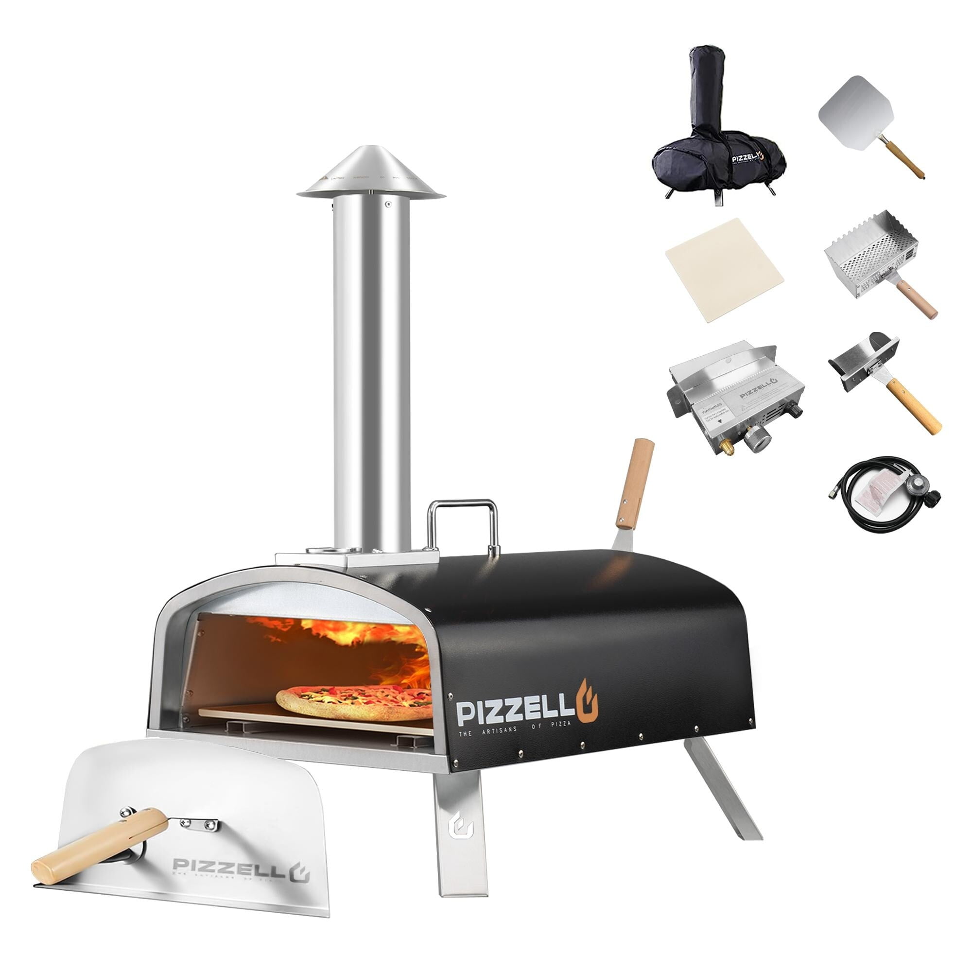 "Pizzello 16"" Wood-Fired & Propane Outdoor Pizza Cooker - Black ...