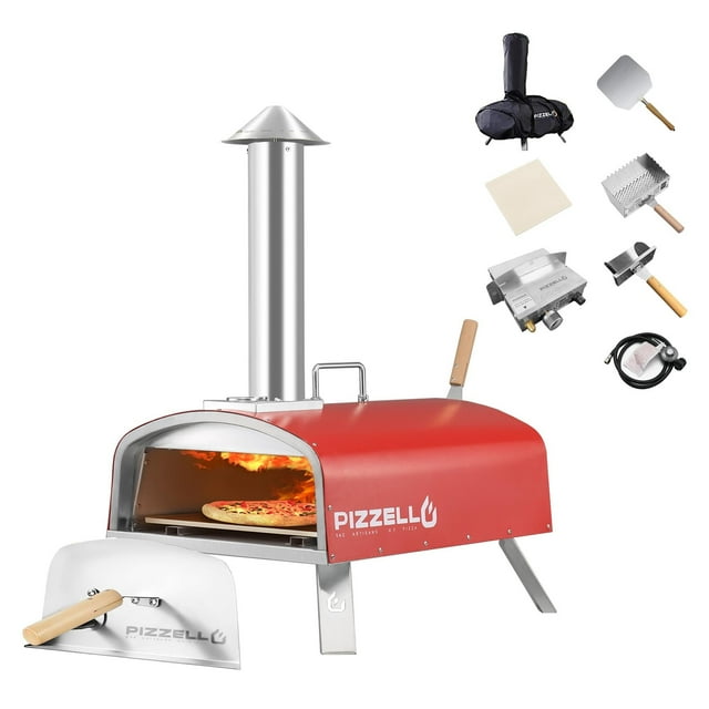 Pizzello 16" Outdoor Pizza Oven Propane & Wood - 16 inch Red - Walmart.com