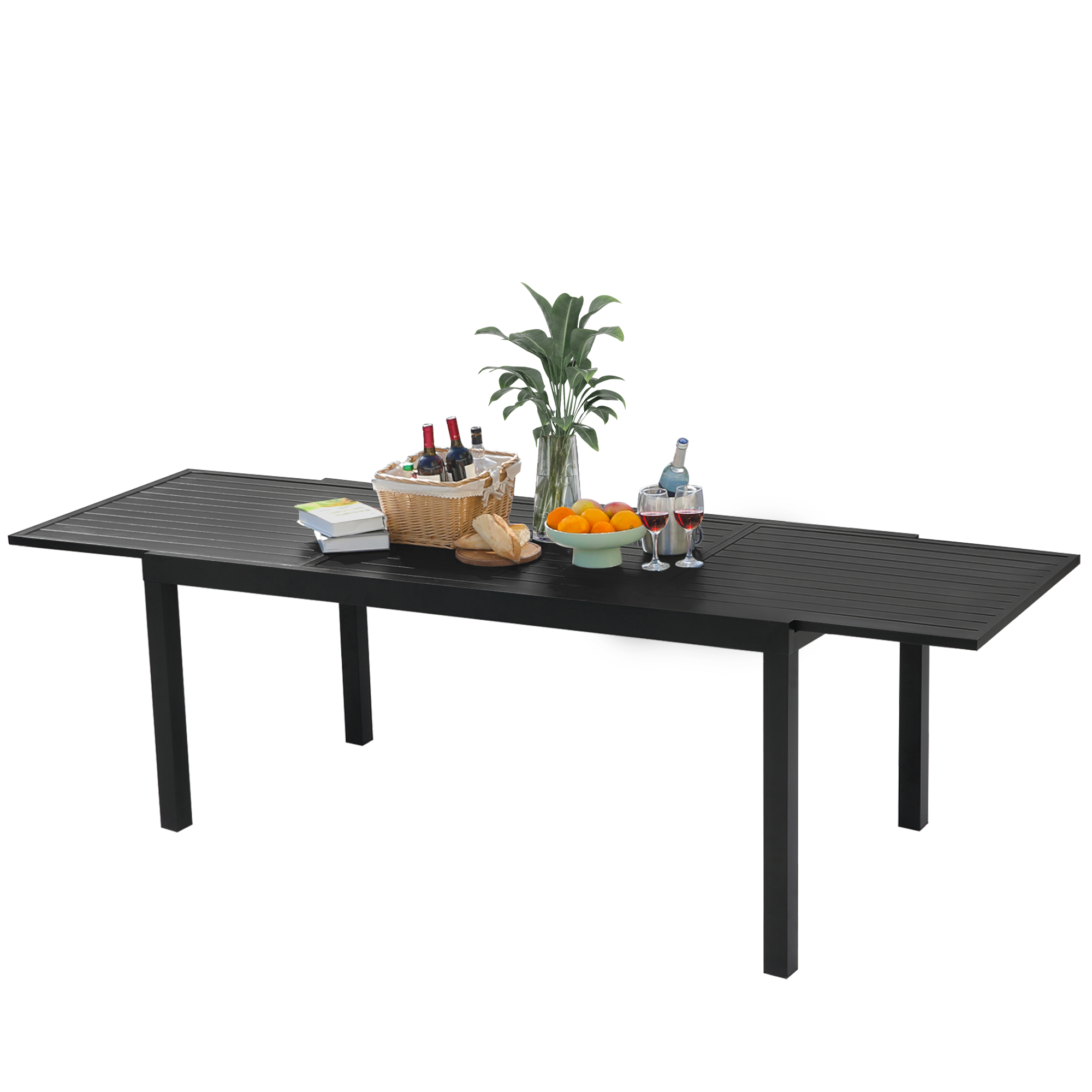 Patio Dining Expandable Table Metal Aluminum Outdoor Table For 6 8