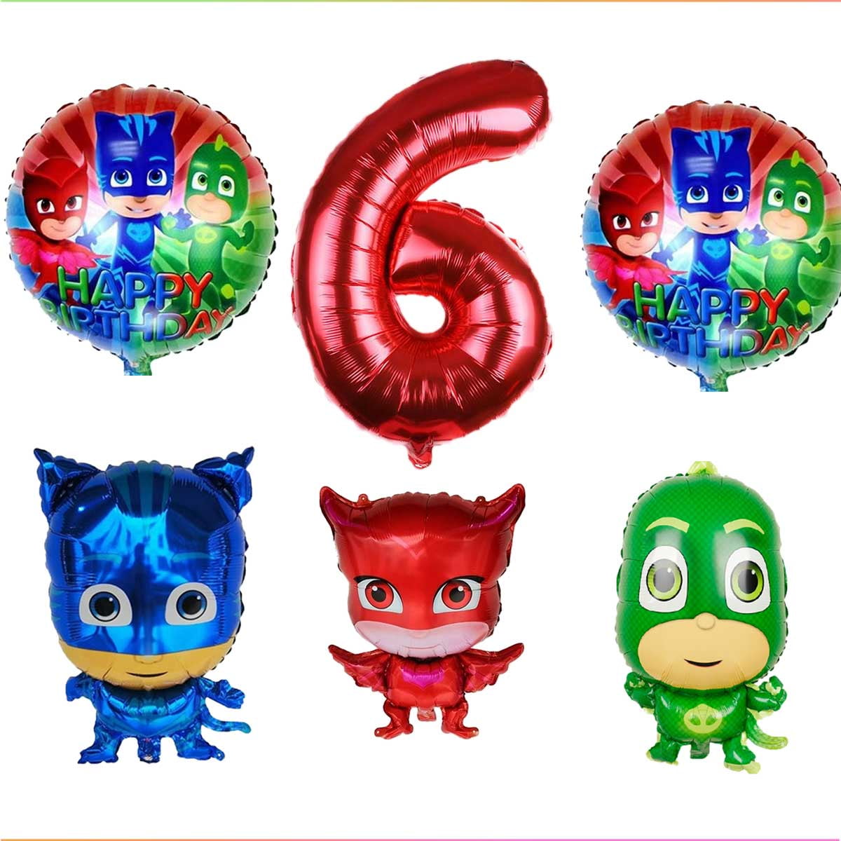 Pj Masks Balloons Party Supplies 6th Big Number Decorations Decor Kit ...