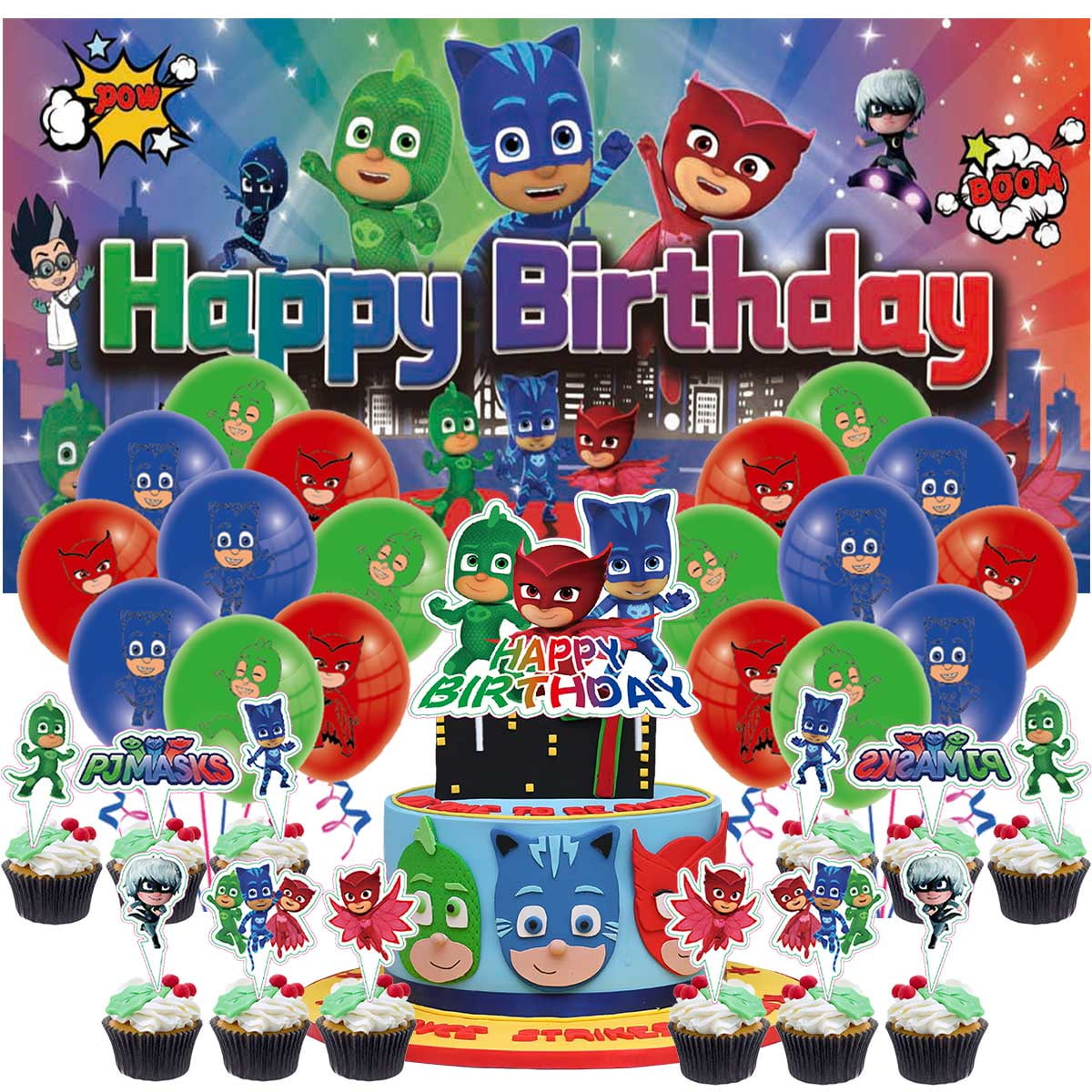 Pj Masks Latex Balloons Party Supplies Decor Banner Backdrop Kit ...
