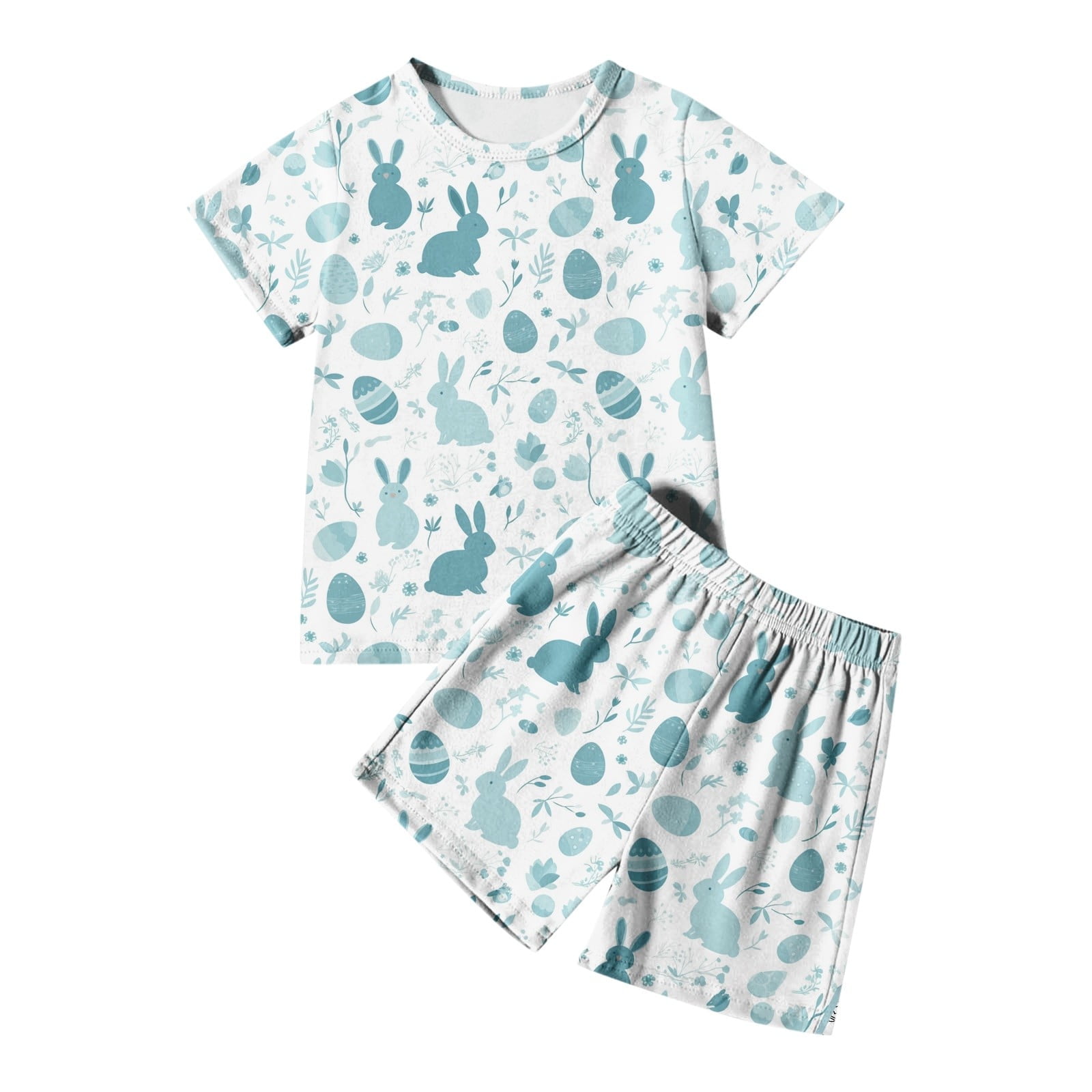 Pjs for Girls Girls Easter Pajamas Bunny Printed Short Sleeve Top and ...