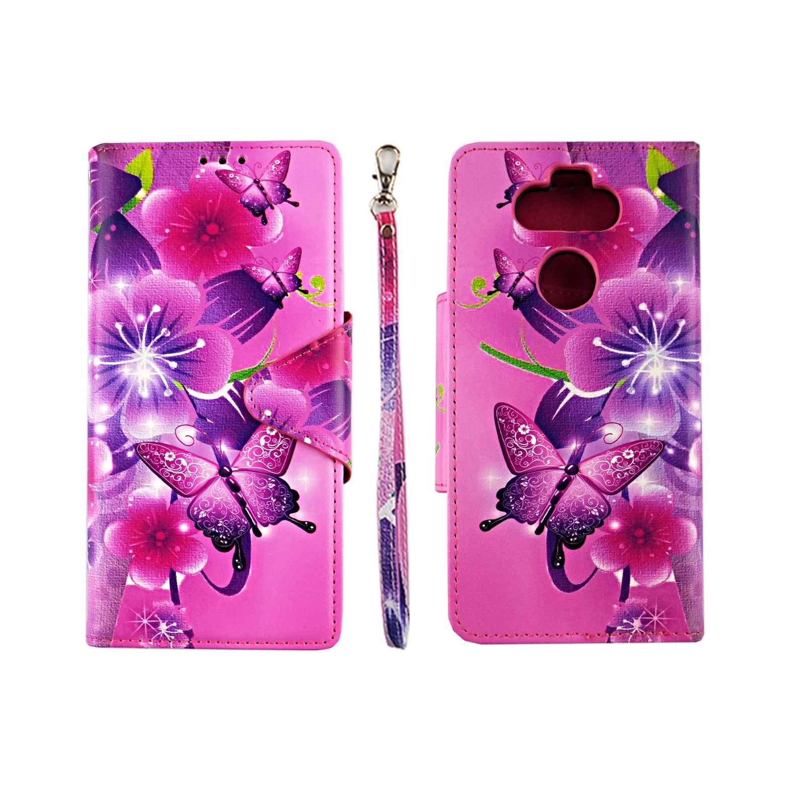 Pk Butterfly Flower Case for LG Tribute Monarch / K8X / Risio 4 Wallet ...