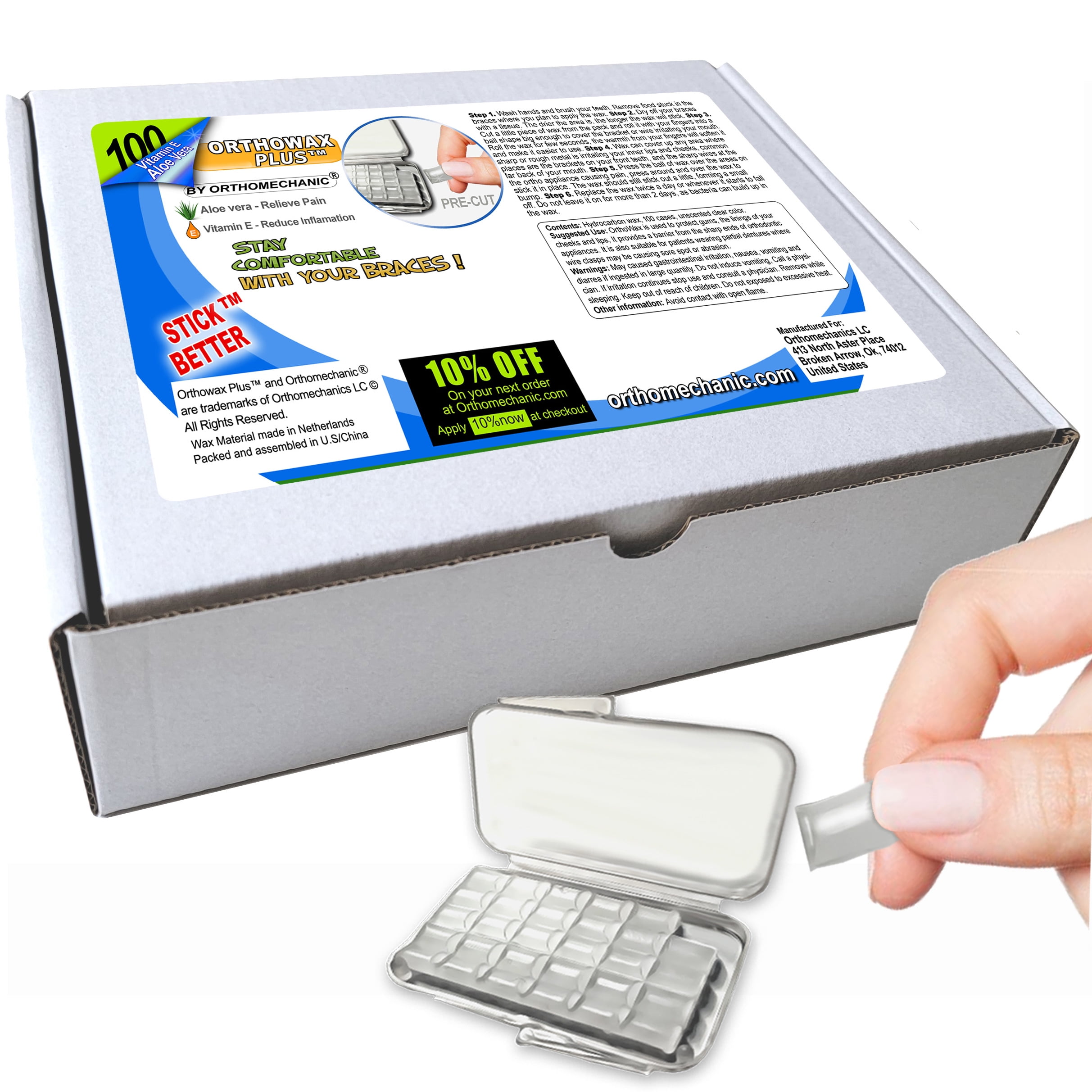 Pk of 100 - Orthodontic Orthowax Plus Precut For Braces - Stick Better ...