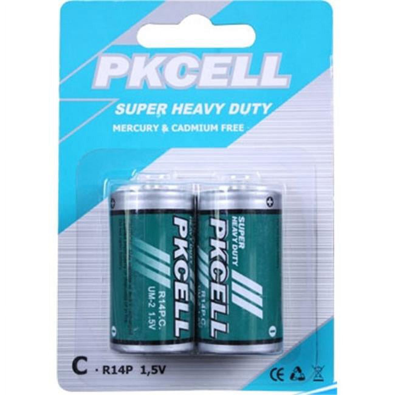 Pkcell R14P-2B 1.5V Heavy Duty C Size Zinc Chloride Battery, Pack of 2 ...