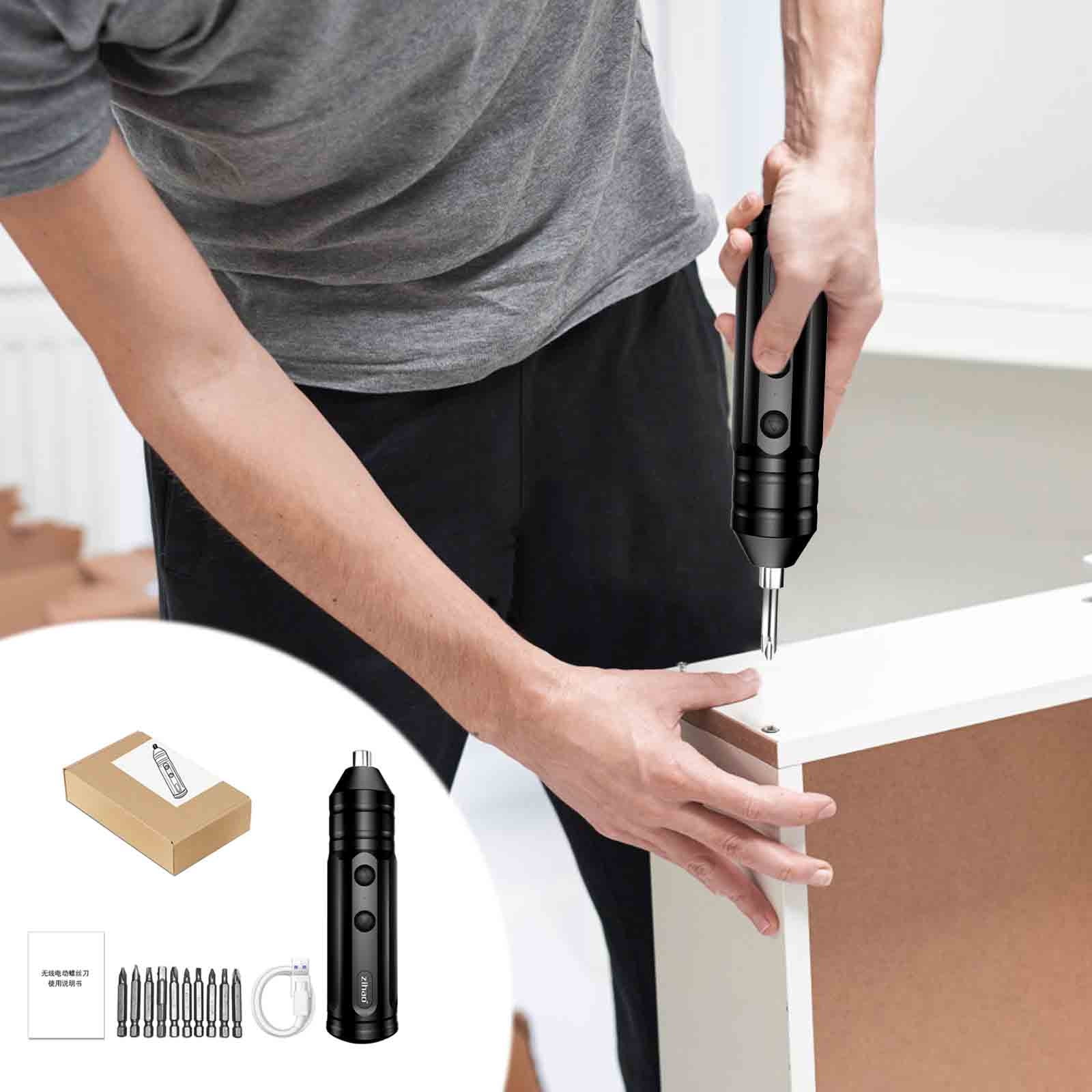 Pkeoh Screwdriver 10-piece Set Electric Screwdriver- Rechargeable Small ...