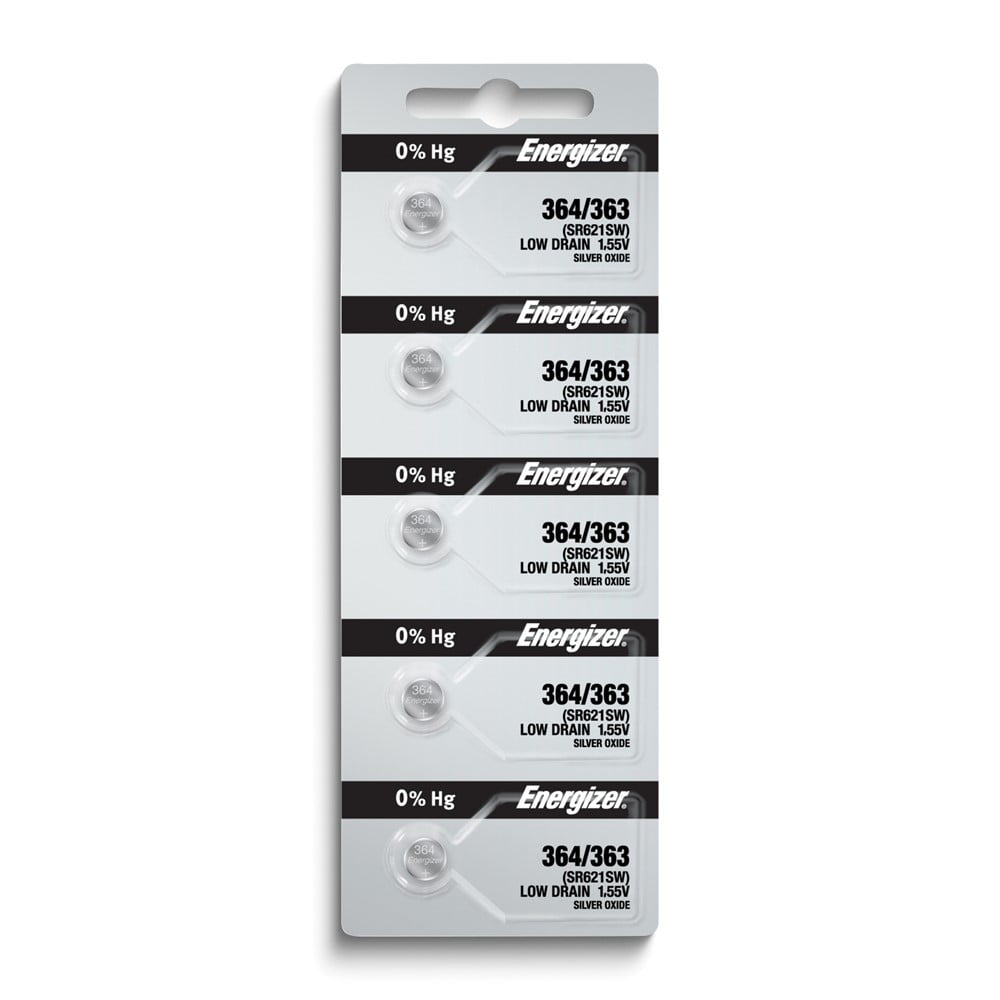 Energizer Type 364/363 Watch Batteries, Pack of 5, Tear Strip, Perfect ...