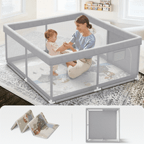 Pkinoicy 47x47inch Play Pen with Mat for Babies and Toddlers, Playpen ...
