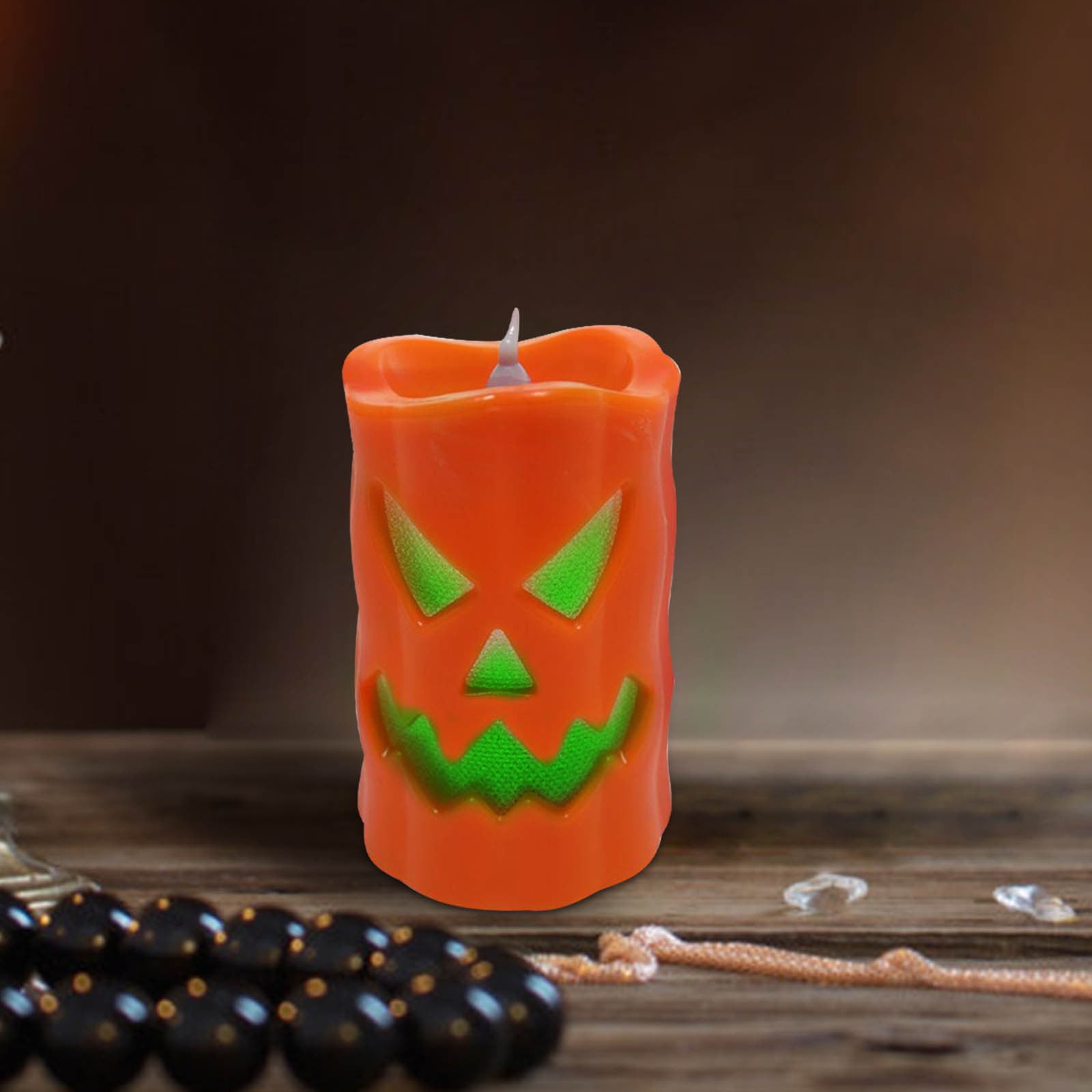 Pklyzj Halloween Flameless Candles Orange Horror LED Luminous Candles ...