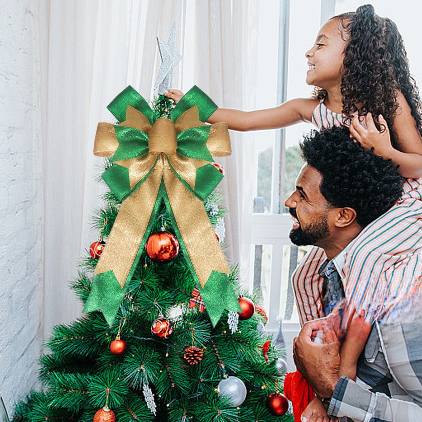 Pklyzj Large Christmas Bows for Wreath, Christmas Wreath Bow Glitter ...