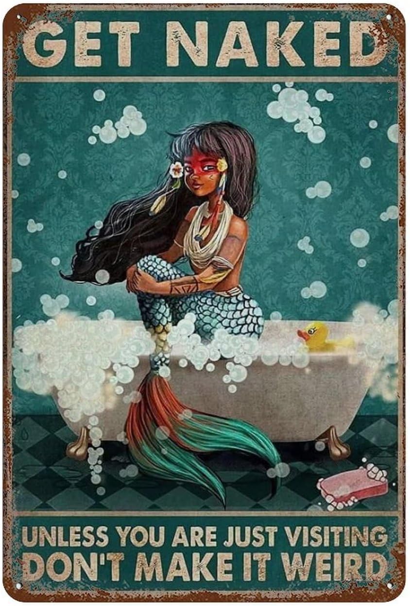 Placards Of Metal Funny Mermaid Bathroom Quote Metal Sign Retro Wall ...