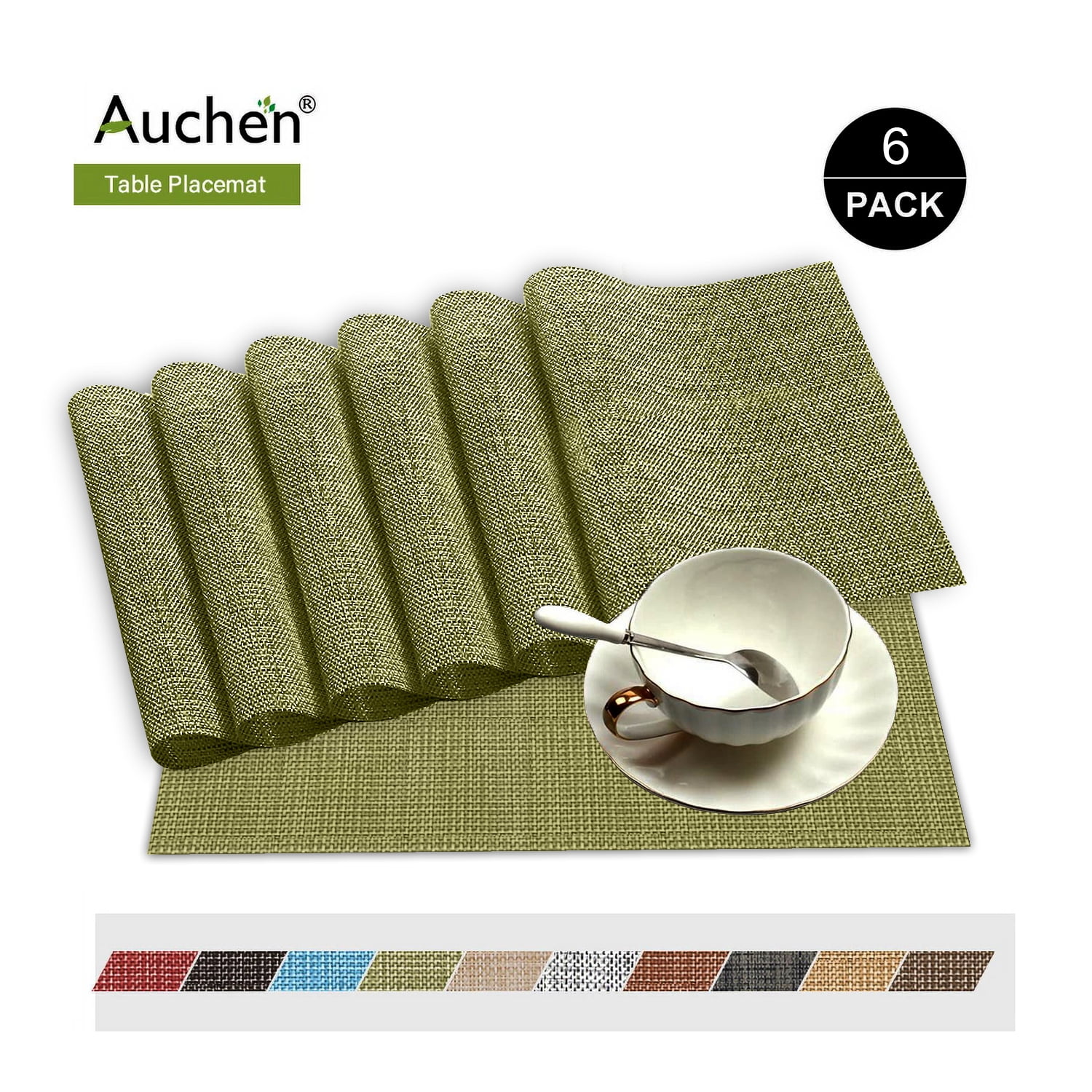 Place Mat Gray Table Mats Set of 6, PVC Table Mats, Vinyl Non-Slip ...