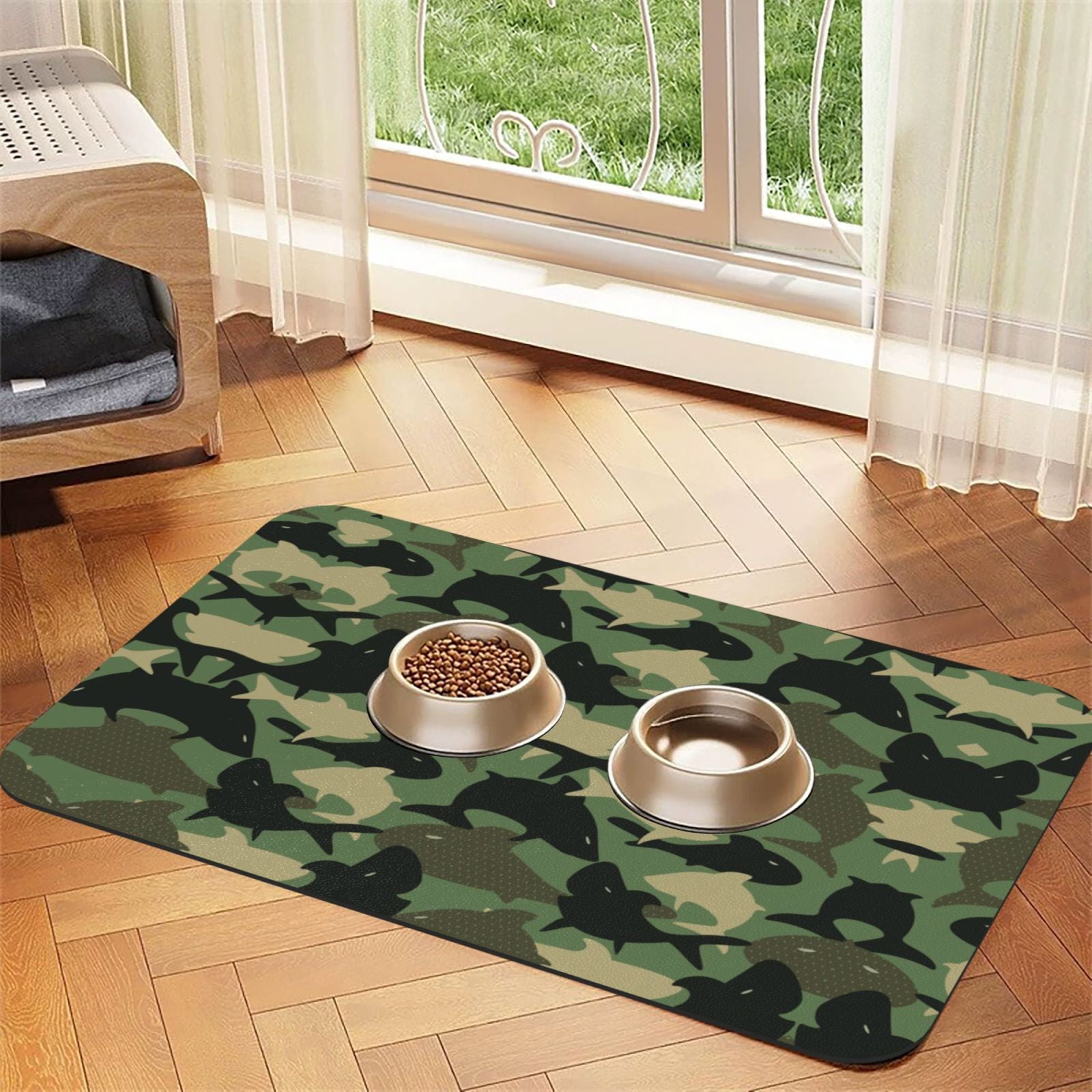 Place Mat Pet Water Absorber Non-Slip Place Mat Easy Cleaning Rubber ...