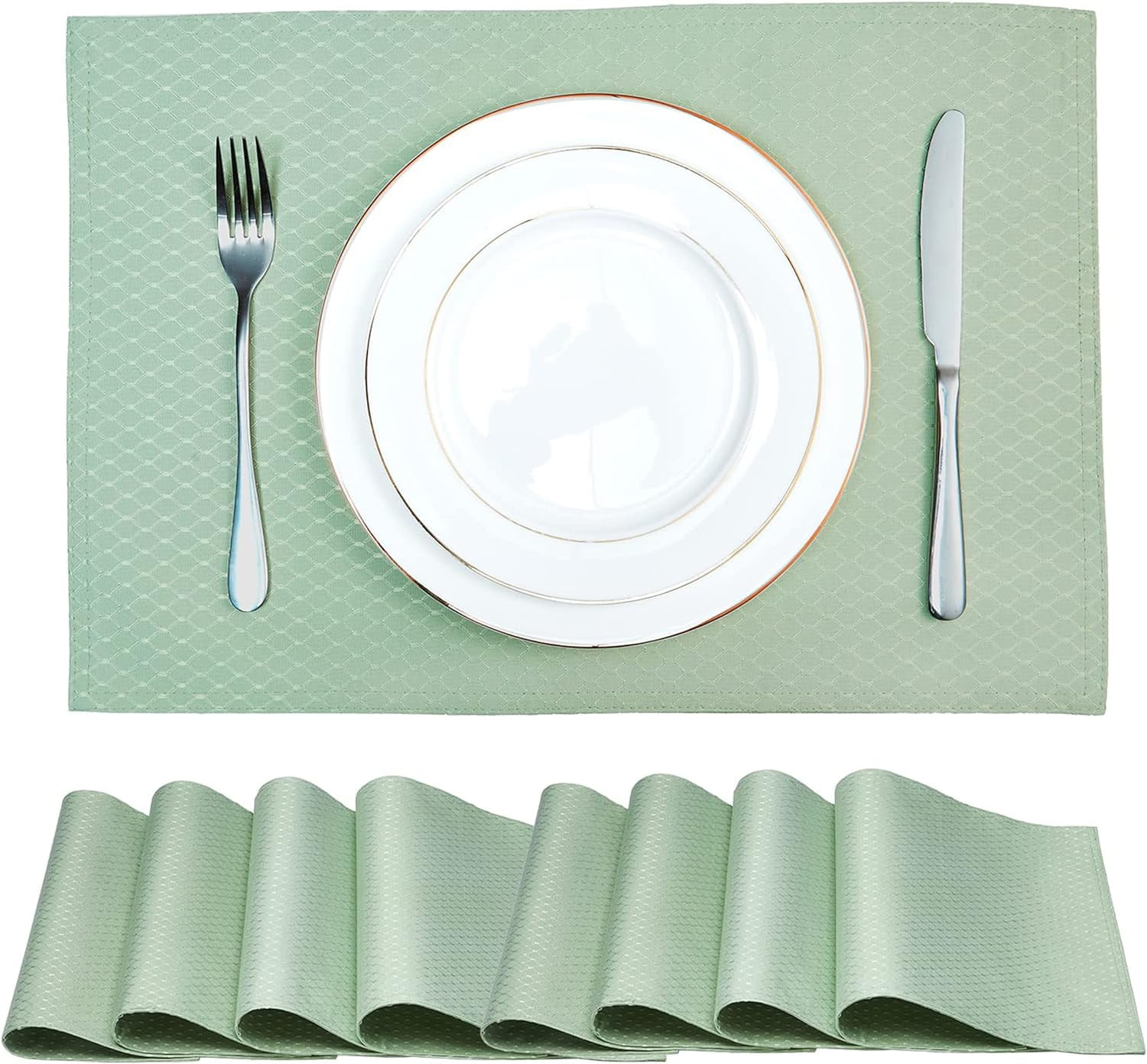 Place Mats Set of 8 Rectangle Rectangular Waterproof Fabric Polyester ...