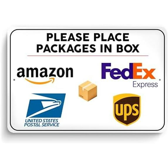Place Package in Box Sign, Reflective12 x 8 Aluminum Please Leave ...