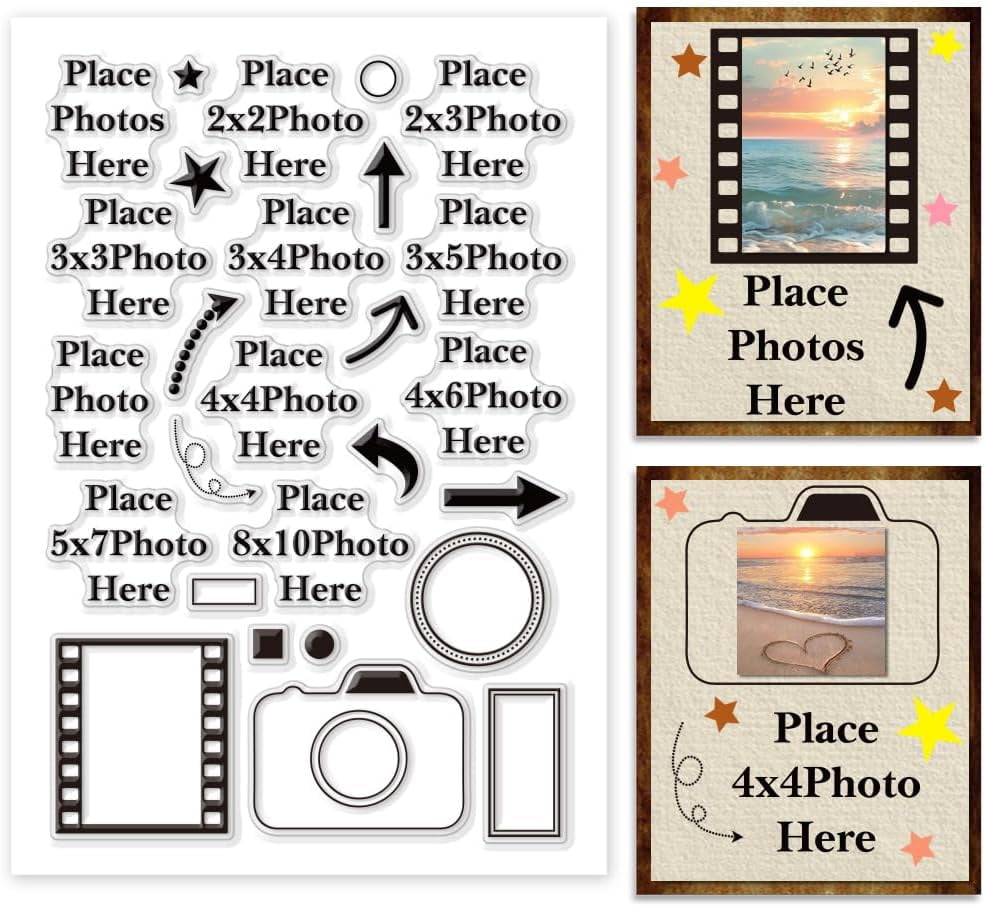 Place Photo Here Clear Stamp Arrow Silicone Stamp Camera Rubber Stamp ...