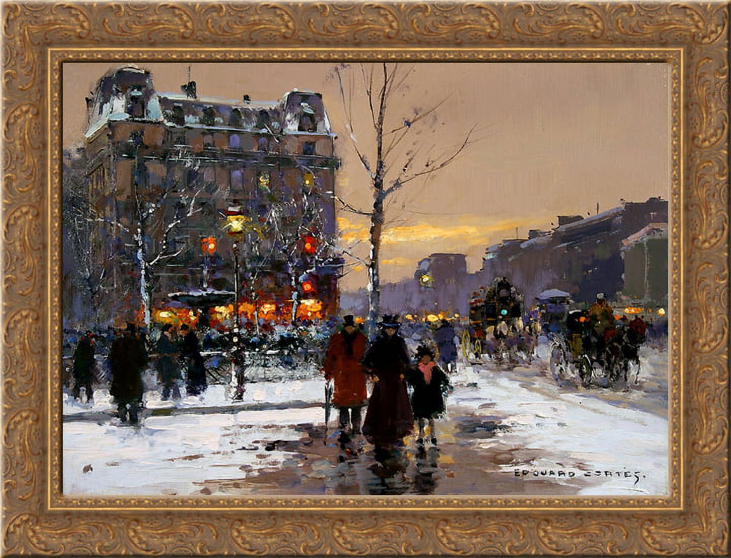 Place Pigalle 24x18 Gold Ornate Wood Framed Canvas Art by Edouard ...