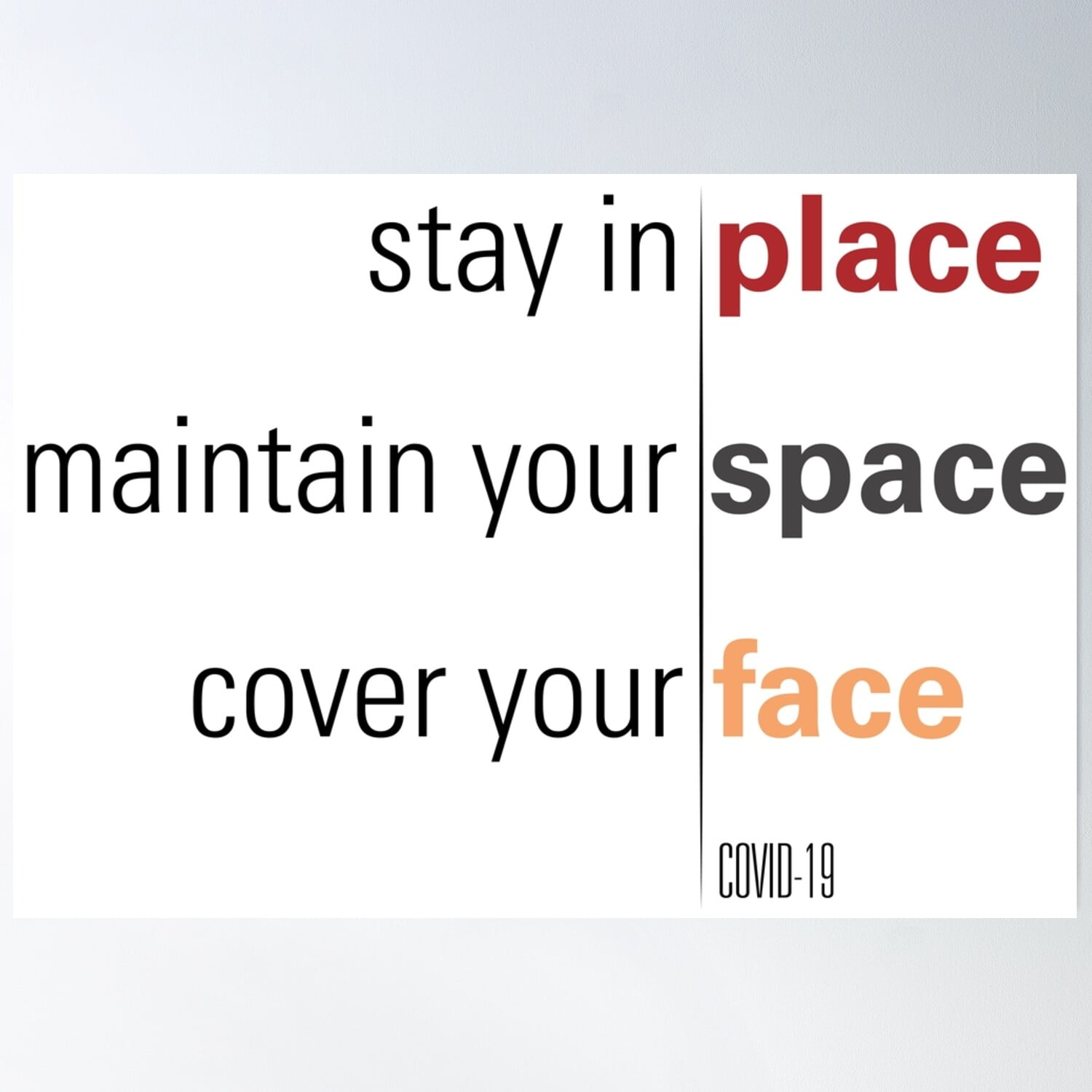 Place, Space, Face Rules Poster Wall Art, Modern Wall Decor, 16x24 ...