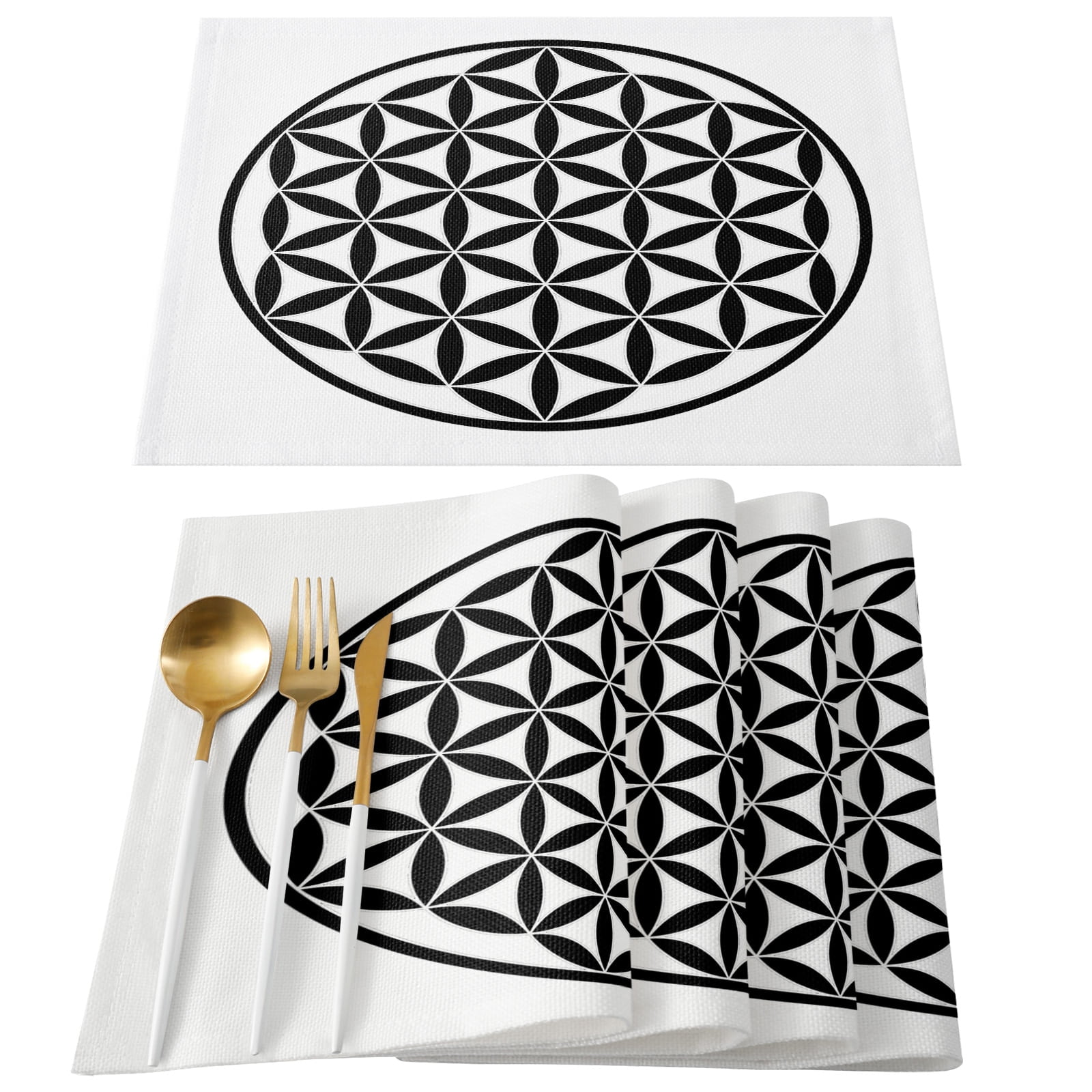 Placemat Flower Of Life Table Mat For Dining Table Kitchen Accessories ...