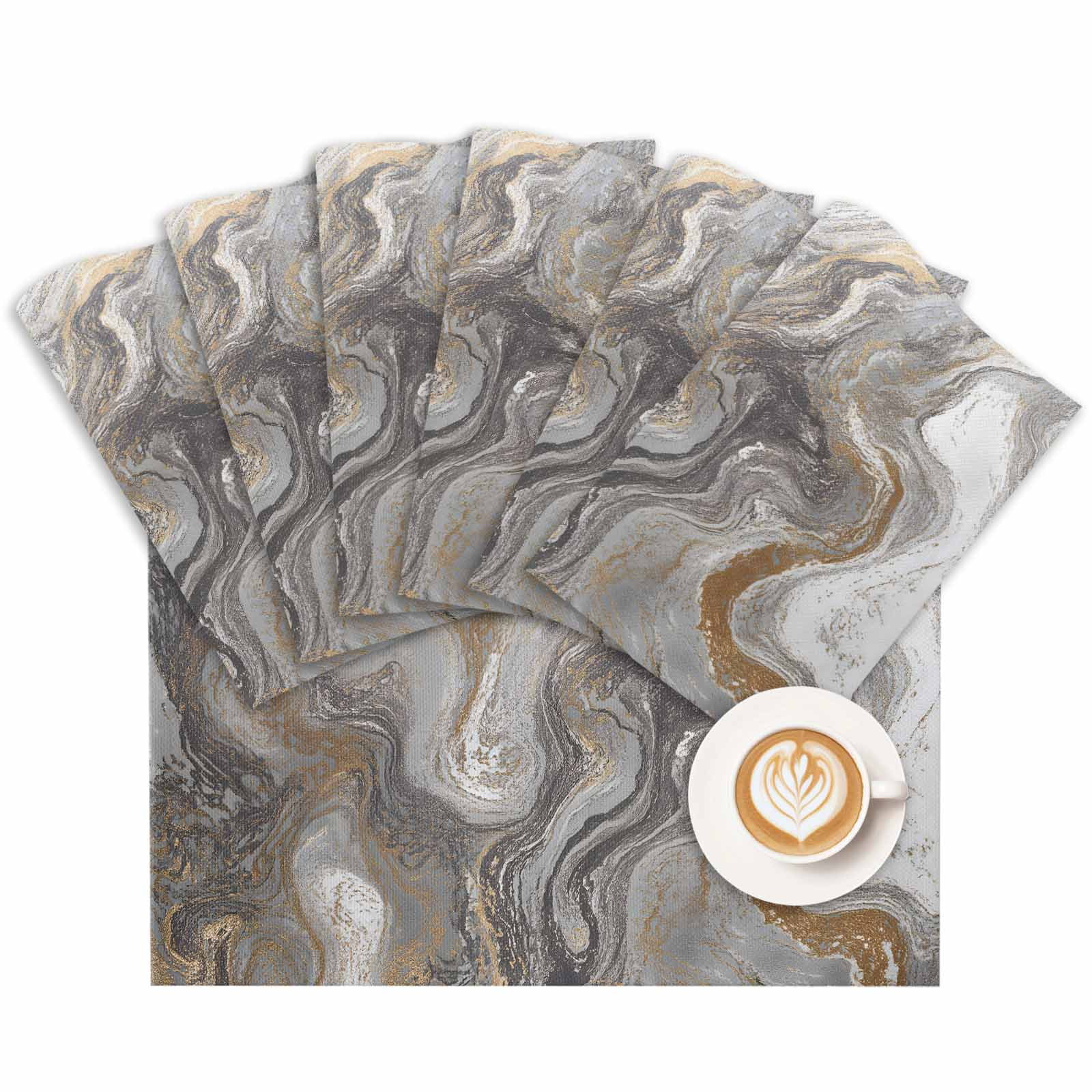 Placemat Gray Brown Wave Marble Texture Placemats for Dining Table ...