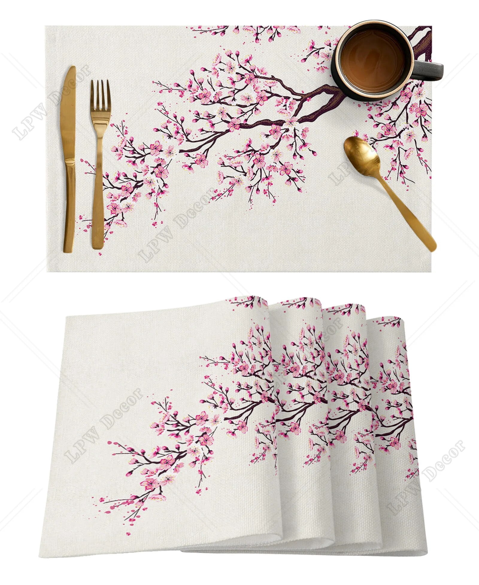 Placemat Japanese Style Sakura Kitchen Placemat Home Decoration Dining ...