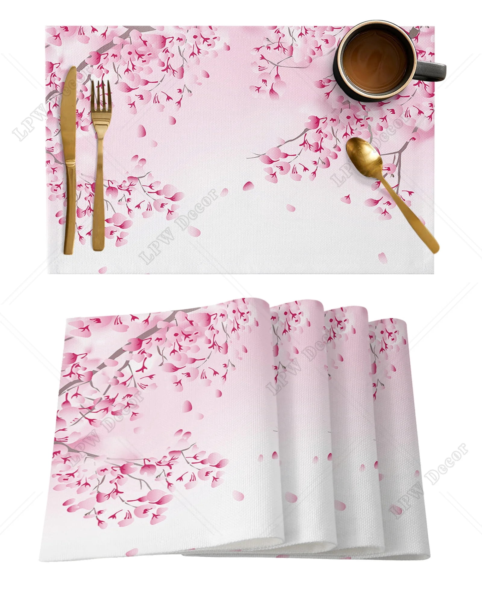 Placemat Japanese Style Sakura Texture Kitchen Placemat Home Decoration Dining Table Mats Coffee ...