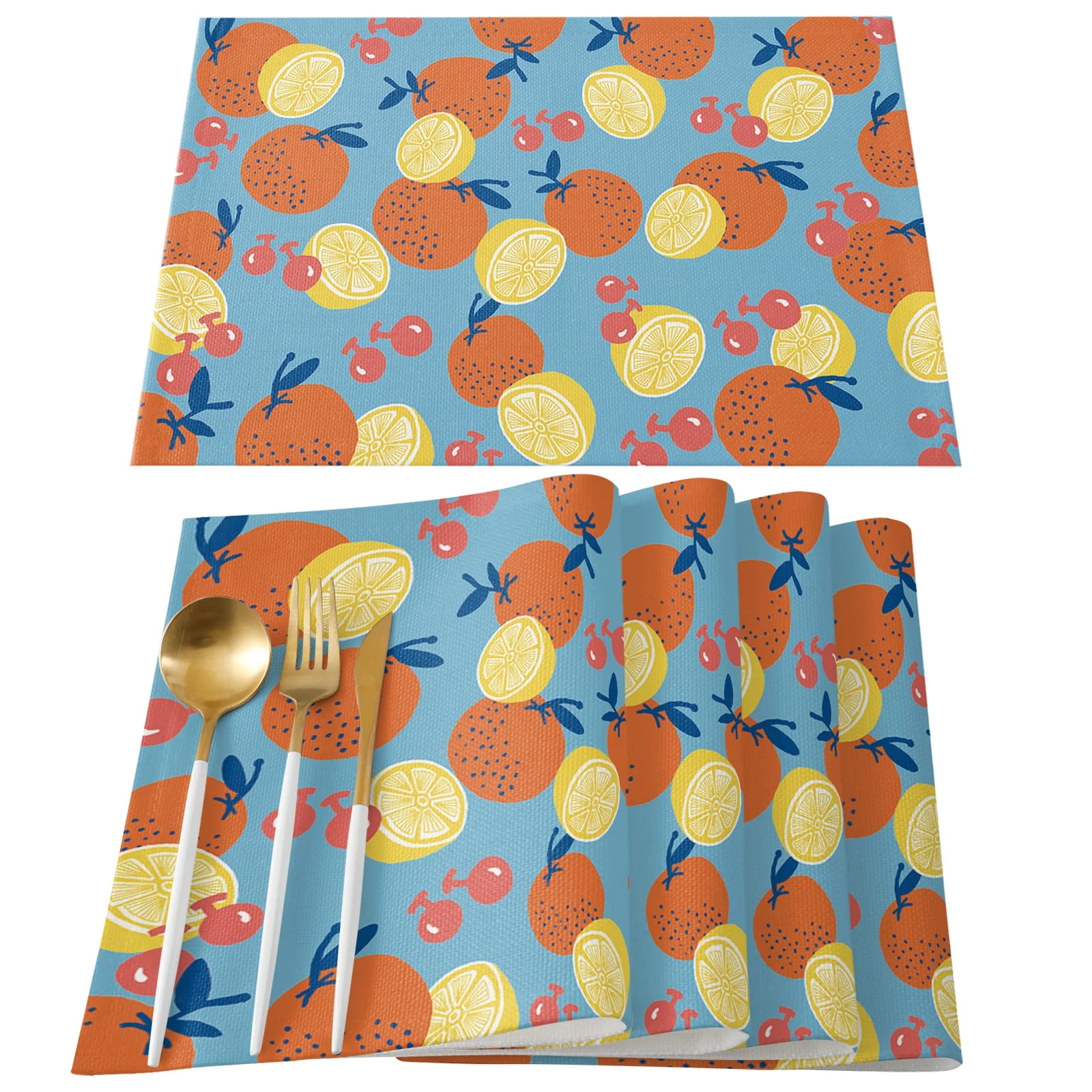 Placemat Lemon Flowers Leaves Vintage for Dining Table Tableware Mats ...