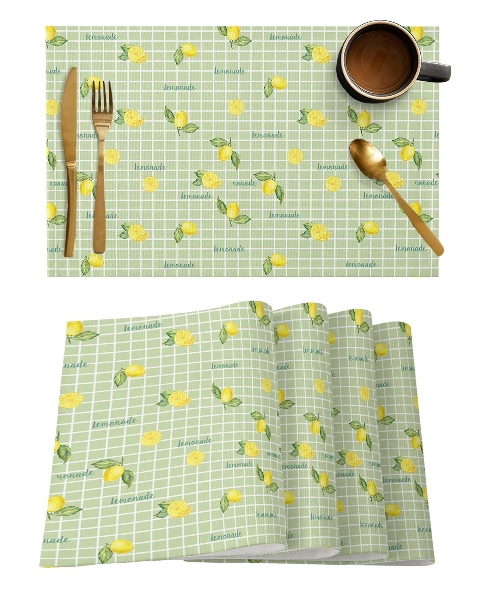 Placemat Lemon Flowers Leaves Vintage for Dining Table Tableware Mats ...