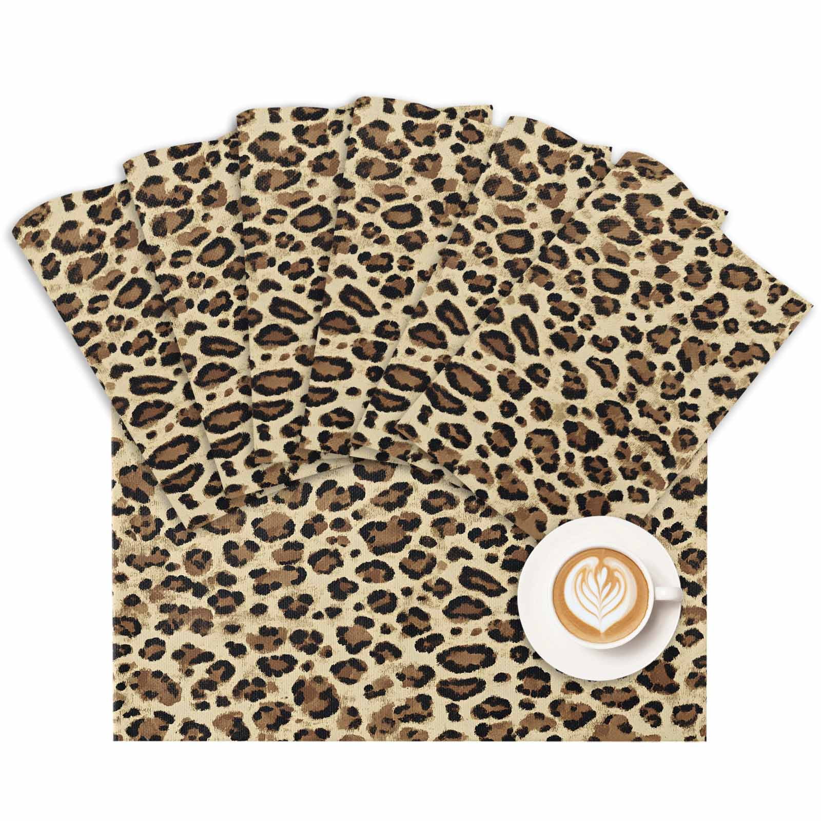 Placemat Leopard Print Placemats for Dining Table Abstract Art Washable ...