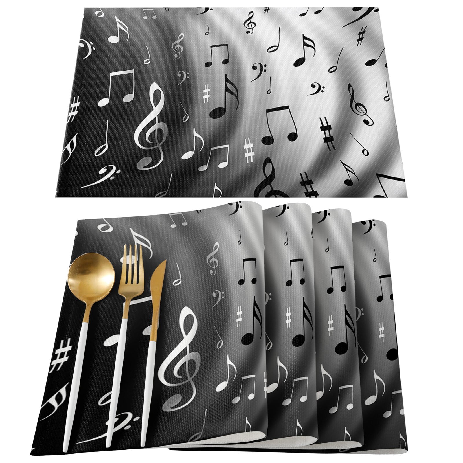 Placemat Music Musical Note Colorful Kitchen Placemat Christmas Coffee ...