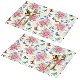 Placemat, Pioneer Flower Floral Print Pattern Place Mats Table Mat Set ...
