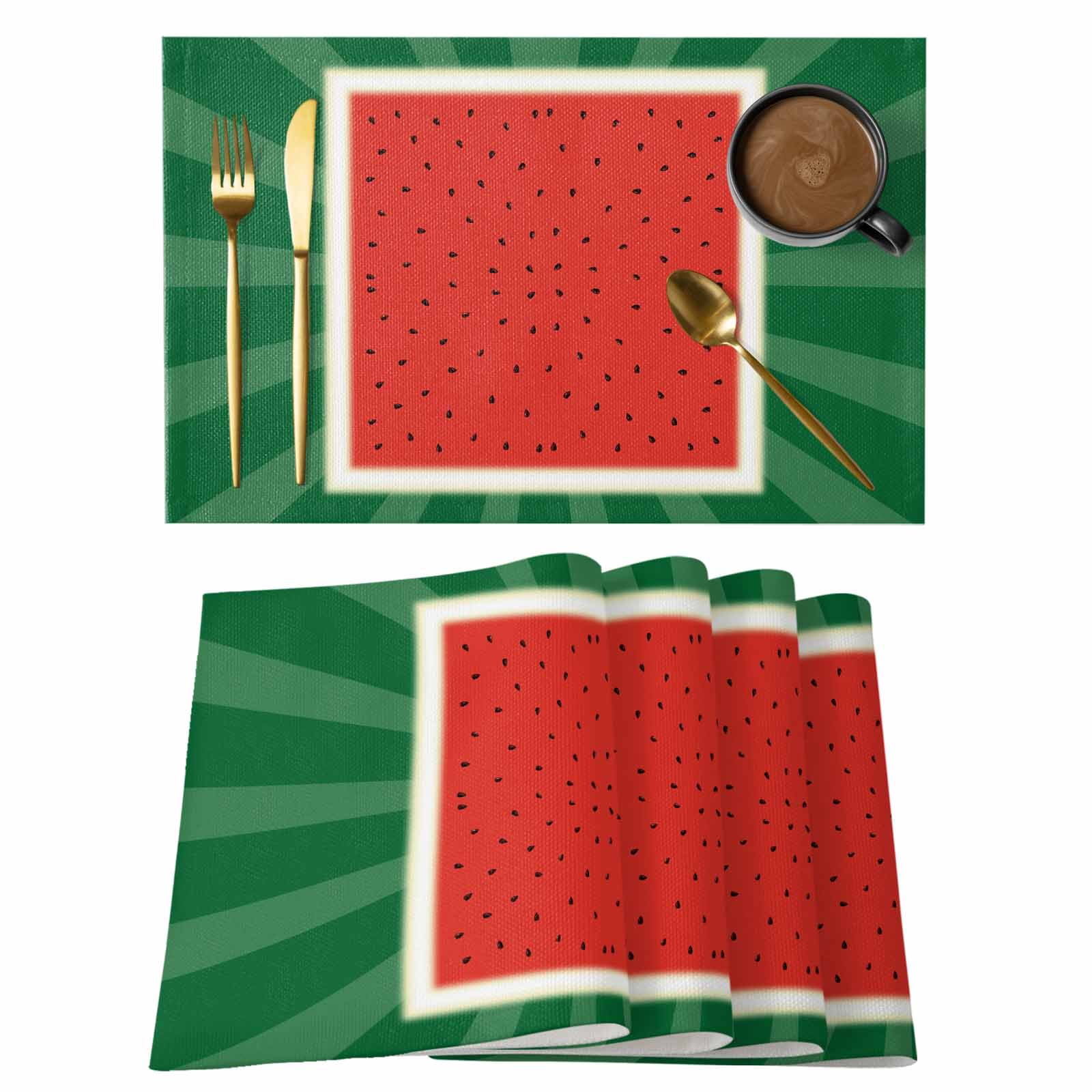 Placemat Set of 4 Watermelon Fruit Placemats for Dining Table Red Green ...