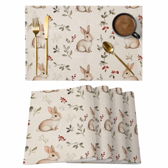 Placemat Set of 6 Spring Rabbit Placemats for Dining Table Linen ...