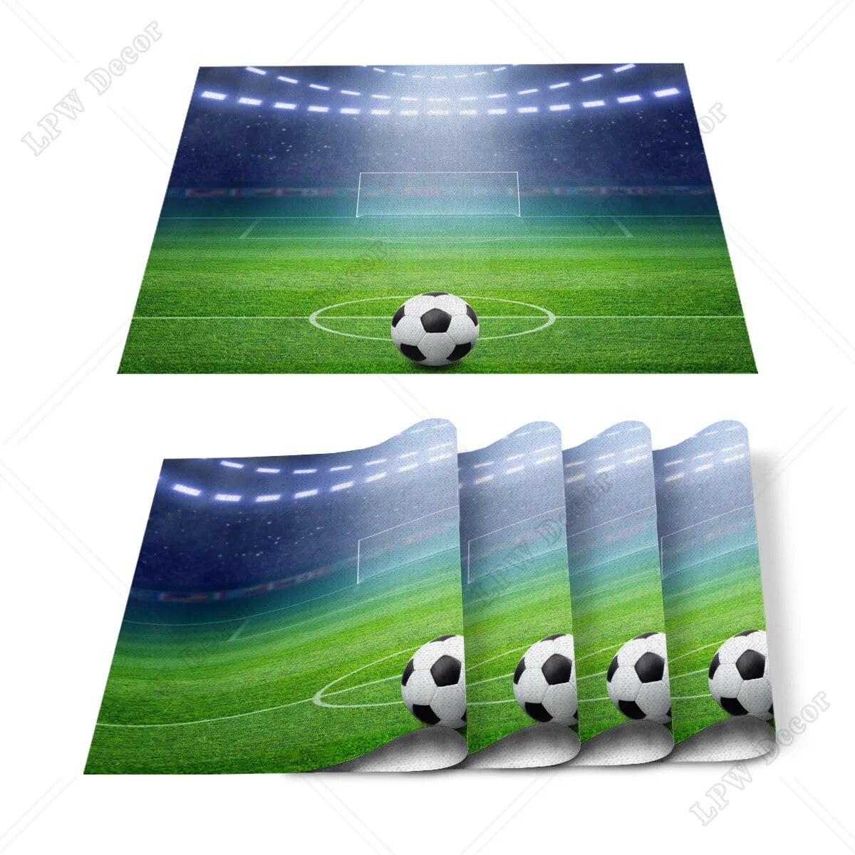 Placemat Soccer Balls Football Field Printed Table Mat For Tables Heat ...
