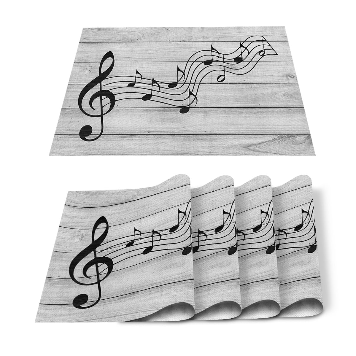 Placemat Table Mat Tab Music Note Black White Printed For Tables Linen ...