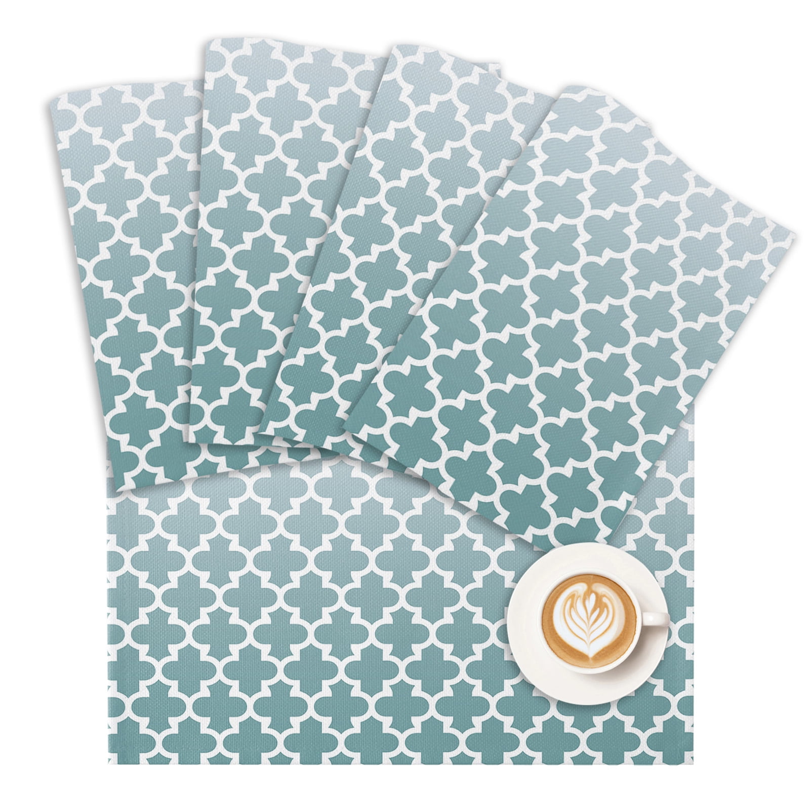 Placemat Teal Moroccan Placemats for Dining Table Geometric Pattern ...
