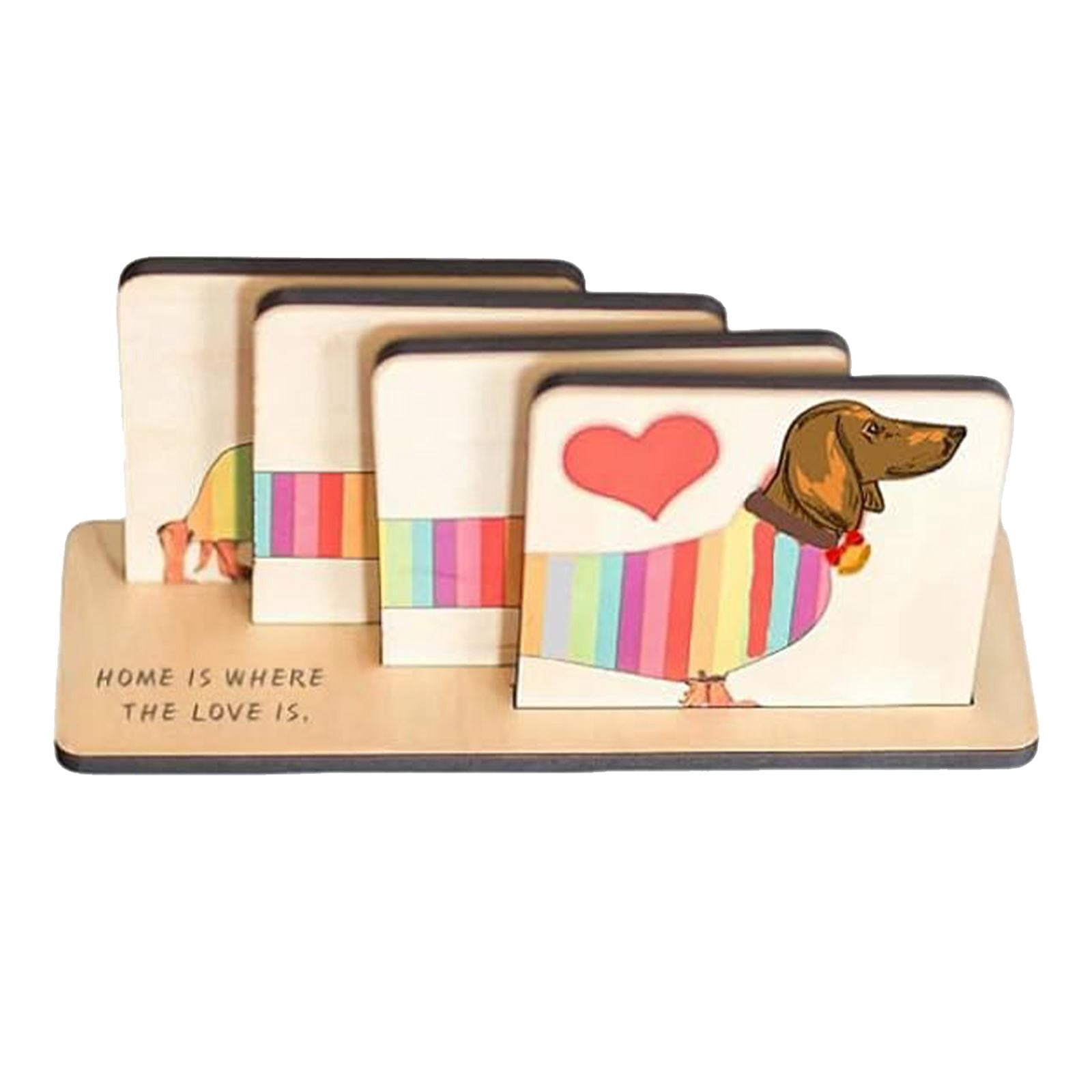 Placemat Wood Set Lovers Cork Drink Set Of 4 Dog With Protective Bottom ...
