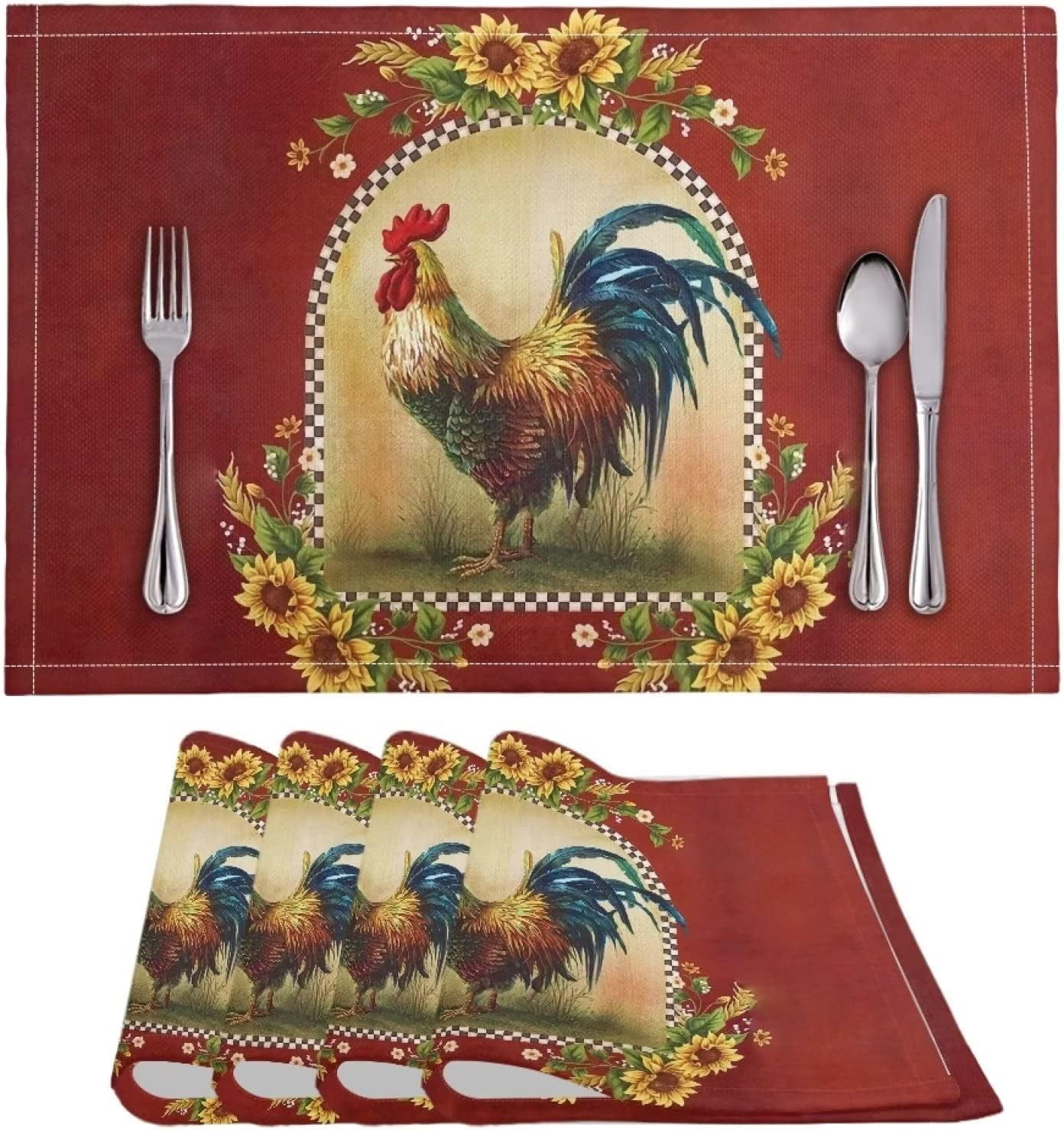 Placemat linen Weave Table Mats Set of 4, Durable Scratch Resistant ...
