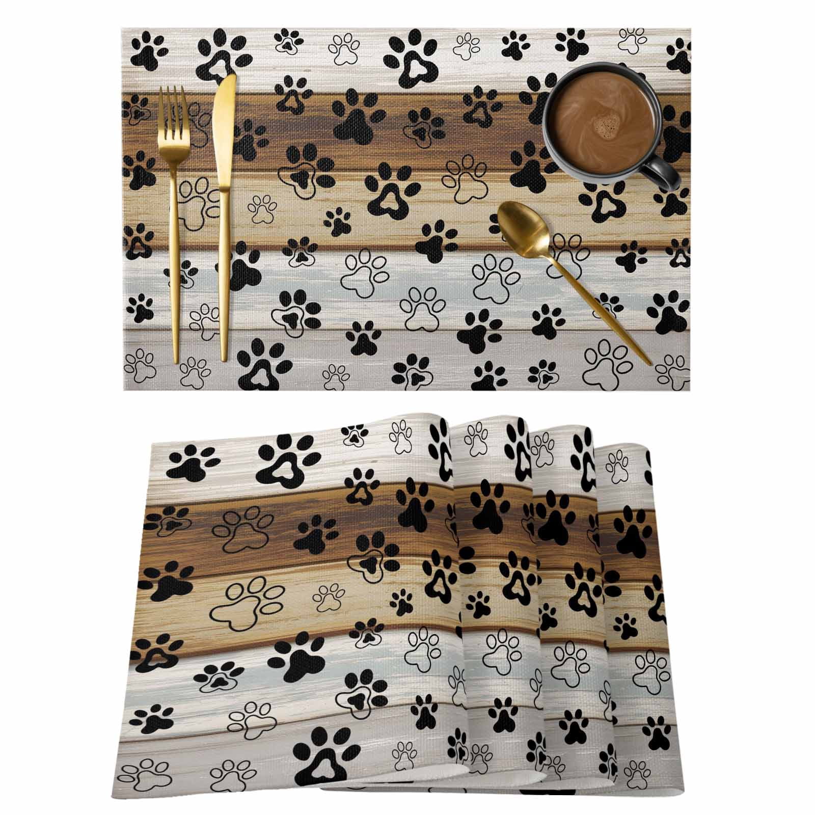 Placemats 1 Pack, Cute Dog Claws Woven Placemat, Linen Place Mats for ...