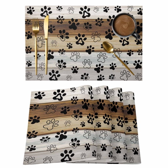Placemats 1 Pack, Cute Dog Claws Woven Placemat, Linen Place Mats for ...