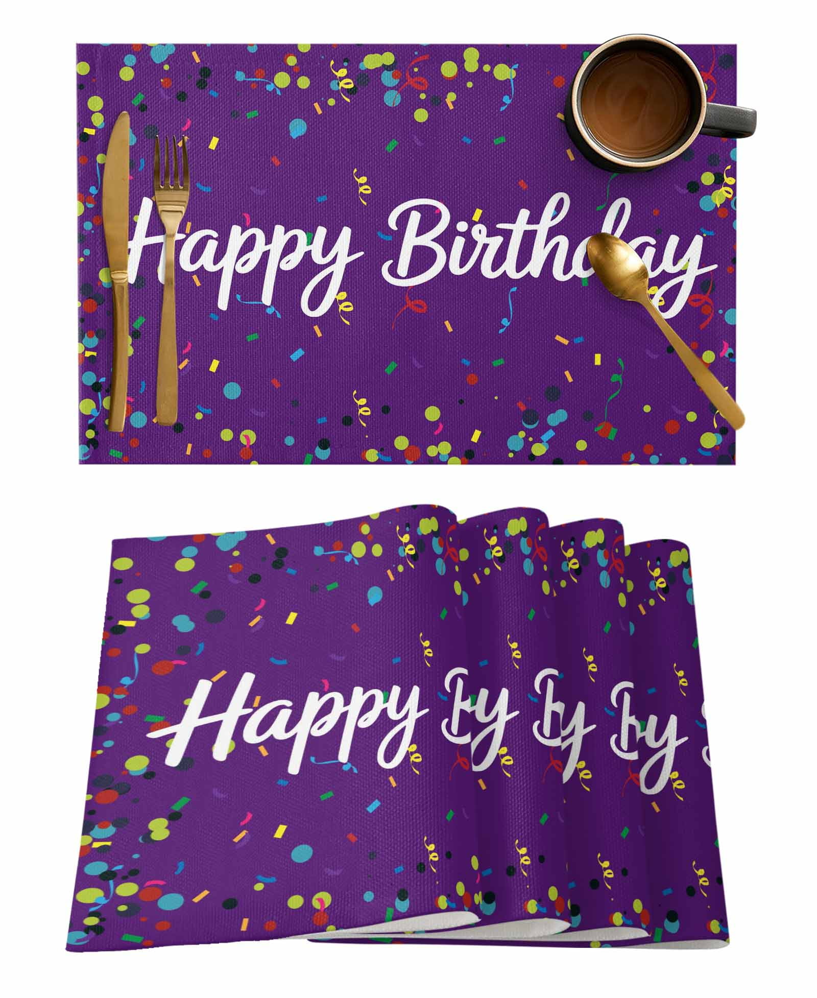 Placemats 1 Pack, Violet Birthday Woven Placemat, Linen Place Mats for ...