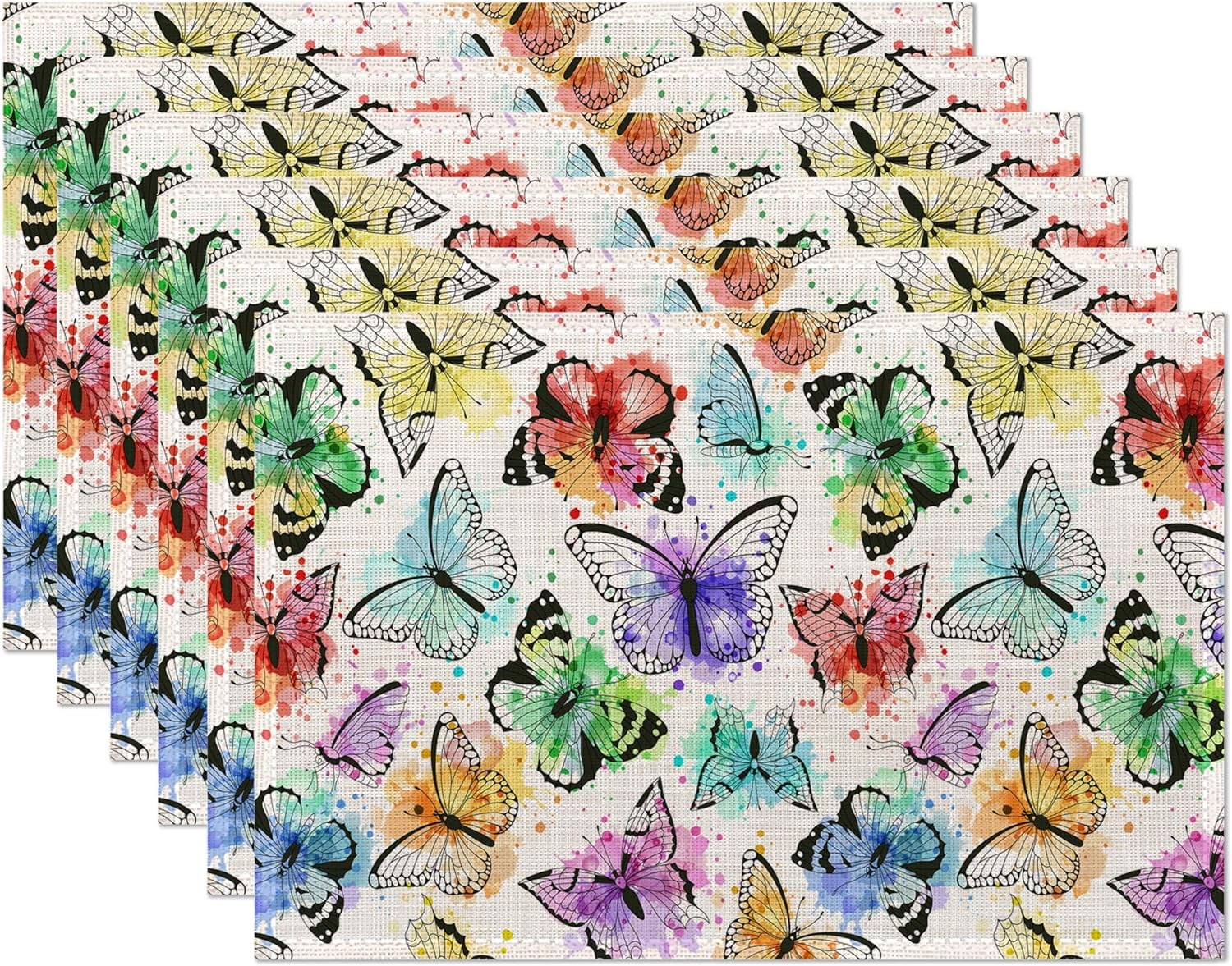 Placemats,Butterfly Watercolor Placemats 12x18 Inch Waterproof Non-Slip ...