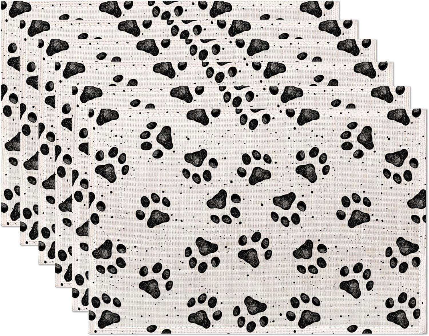 Placemats,Cute Cat Dog Animal Paw Print Placemats 12x18 Inch Waterproof ...