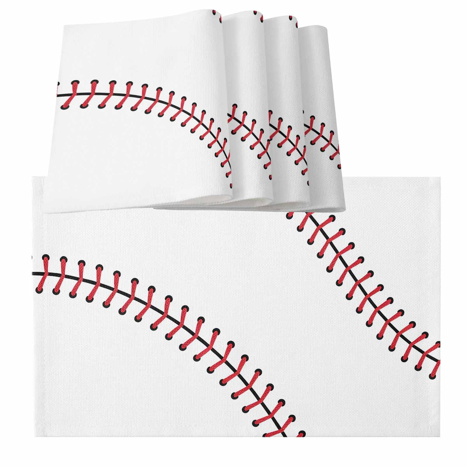Placemats for Dinning Table Set of 12, Baseball Modern Minimalist Red ...