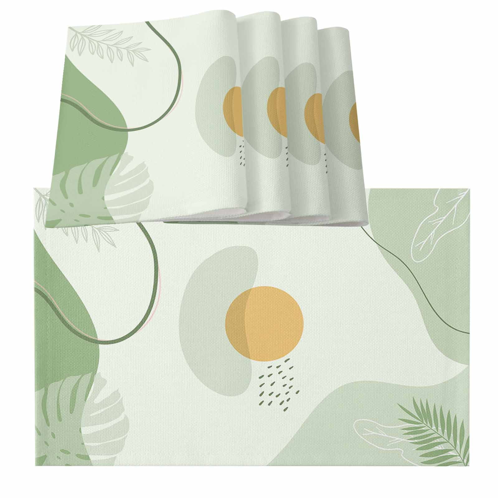 Placemats for Dinning Table Set of 12, Boho Green, AbstractGeometric ...