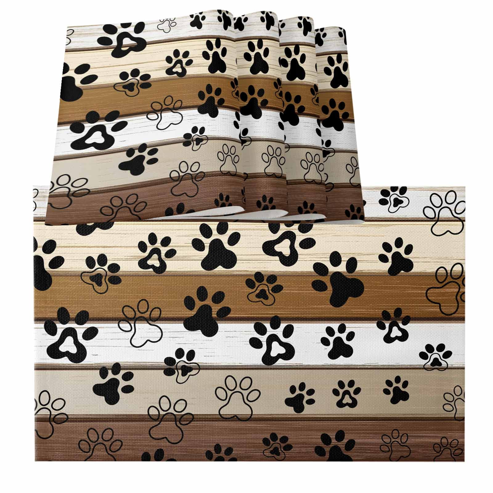 Placemats for Dinning Table Set of 12, Brown Beige Farmhouse Black Dog ...