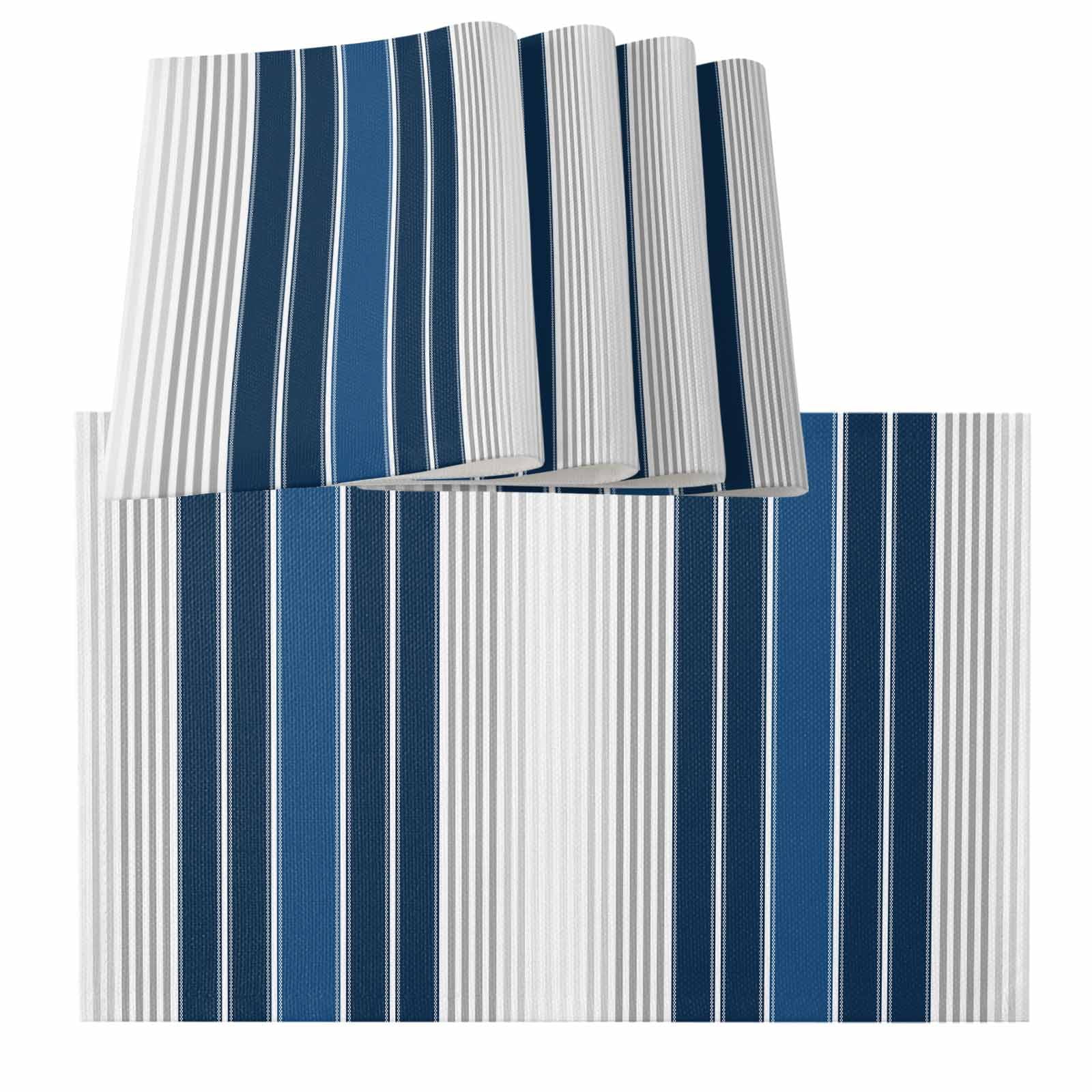 Placemats for Dinning Table Set of 12, Lake Blue Stripes Minimalist ...