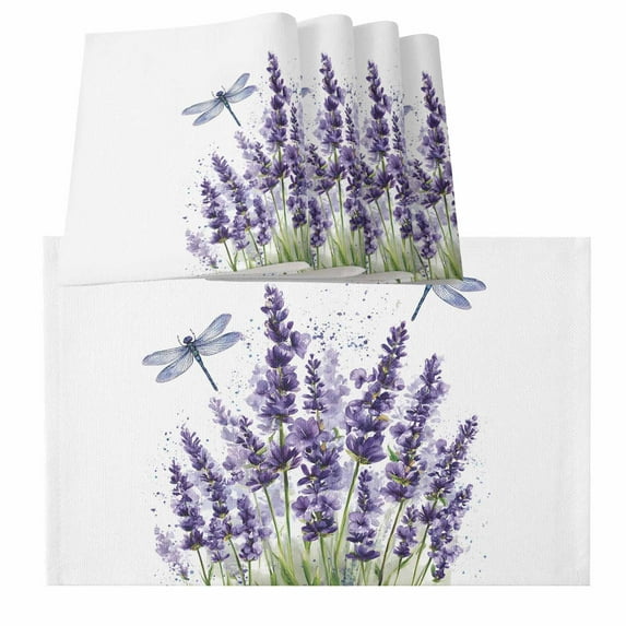 Placemats for Dinning Table Set of 12, Purple Lavender Pastoral ...