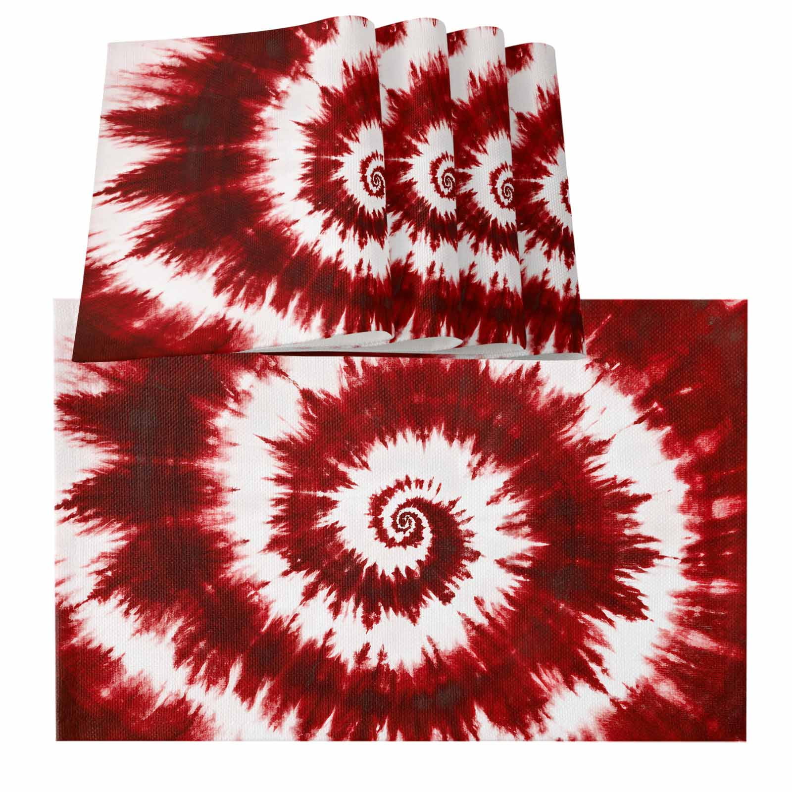 Placemats for Dinning Table Set of 12, Red Ombre Farmhouse Chic Tie Dye ...